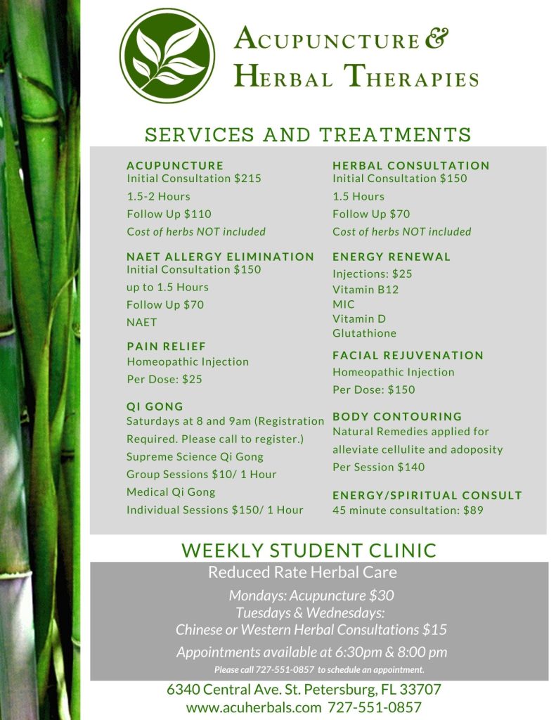 Services and Prices » Acupuncture & Herbal Therapies | Saint Pete's ...